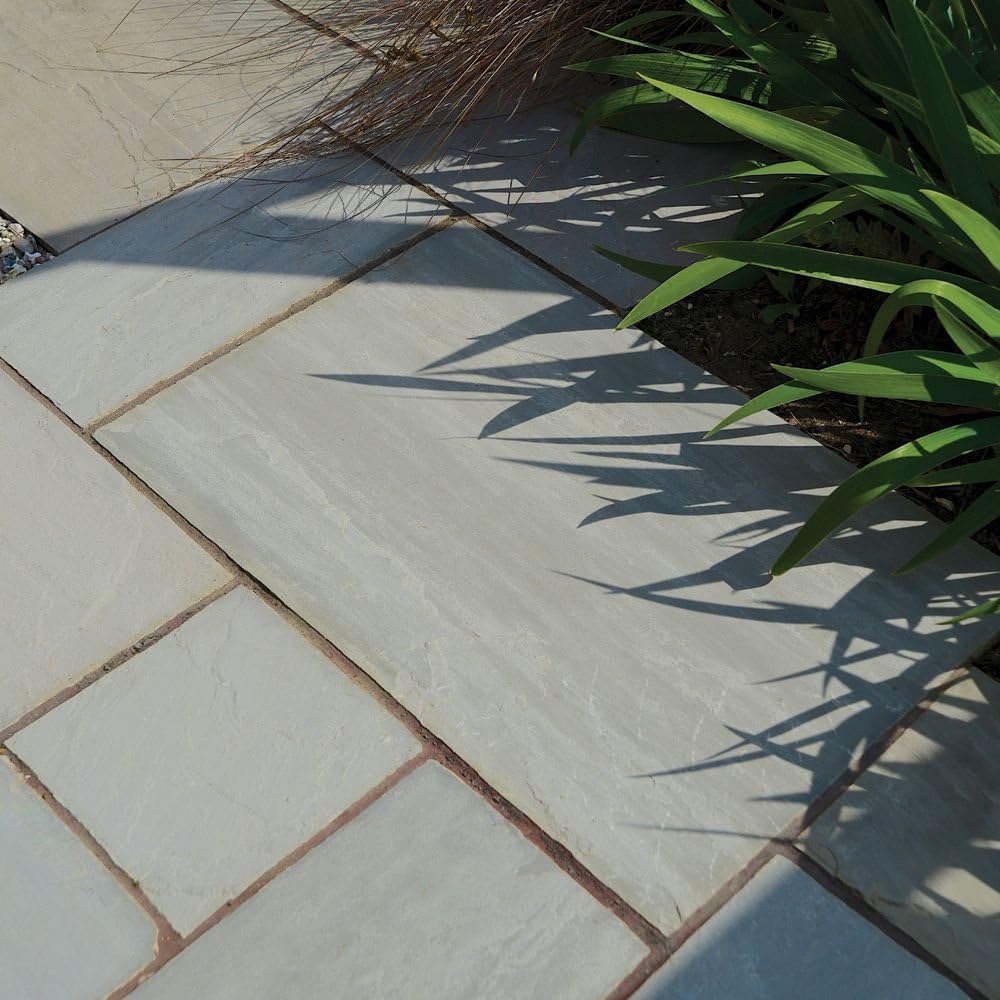 Pavestone Paving-Riven Sandstone-Light Grey-PAVING SLABS, MIXED SIZE ...
