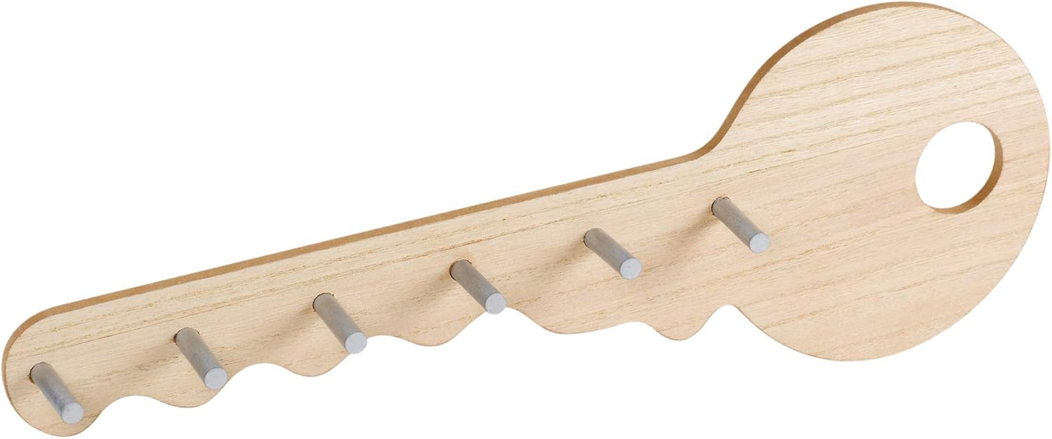 URBNLIVING Giant Key Shaped Wooden Wall Mounted Key Keyring and Coat ...