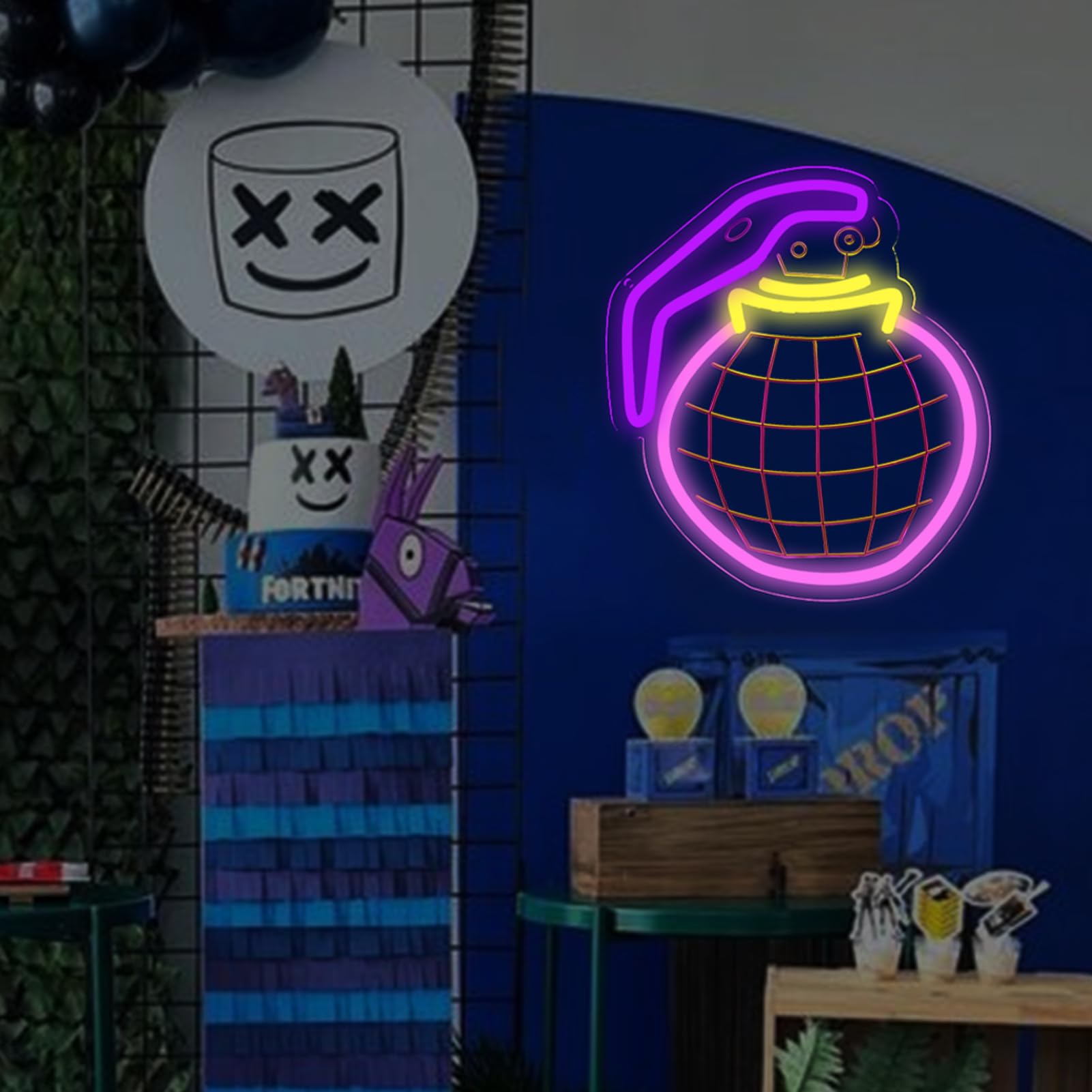 LmprintNook Boogie Bomb Neon Signs For Wall Decor, Dimmable Fortnight ...