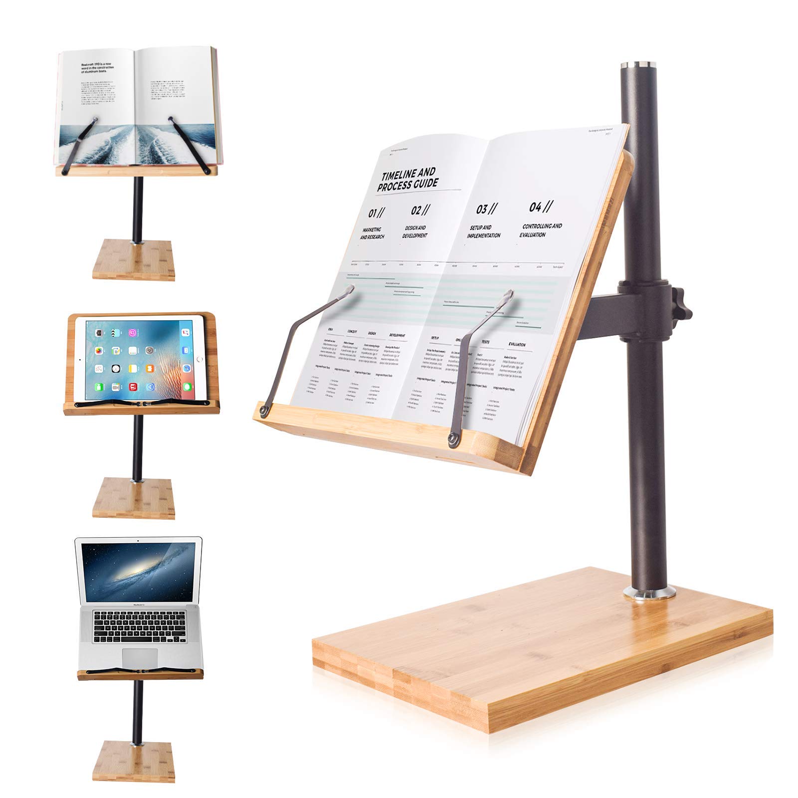 Mua wishacc Book Stand Height Adjustable - Upright Bamboo Book Stand ...