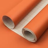 VEELIKE 15.7''x118'' Thick Orange Wallpaper Stick and Peel Removable ...
