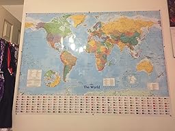 Collins World Wall Laminated Map: Collins Maps: 8601200955422: Books ...