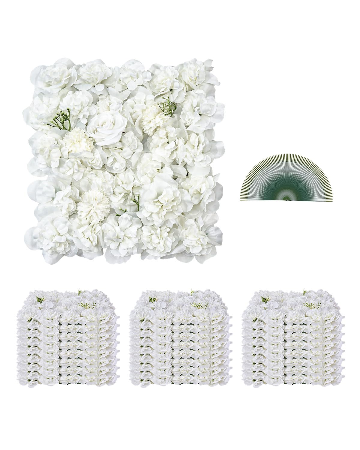 VEVOR 3D Flower Wall Panel, 24 PCS 15 x 15 inch, Artificial Floral Wall ...