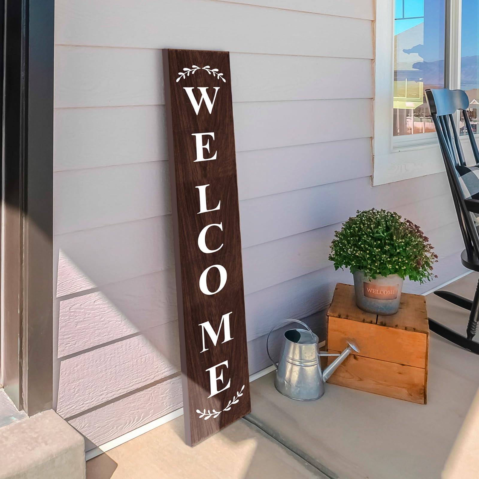 Suzile 47 x 8 Inches Welcome Sign for Front Door Porch Standing Rustic ...