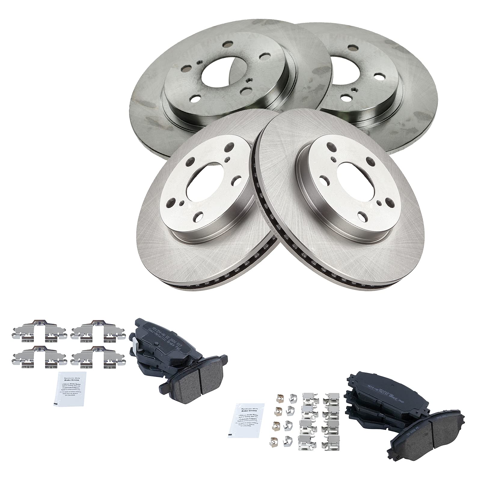 TRQ Front and Rear Brake Pad & Rotor Kit Brake Pads Brake Rotor Semi ...