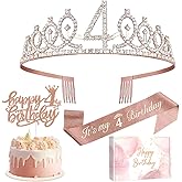 Amazon.com: 8th Birthday Decorations for Girls, Including Rose Gold Sweet Rhinestone Tiara Crown ...