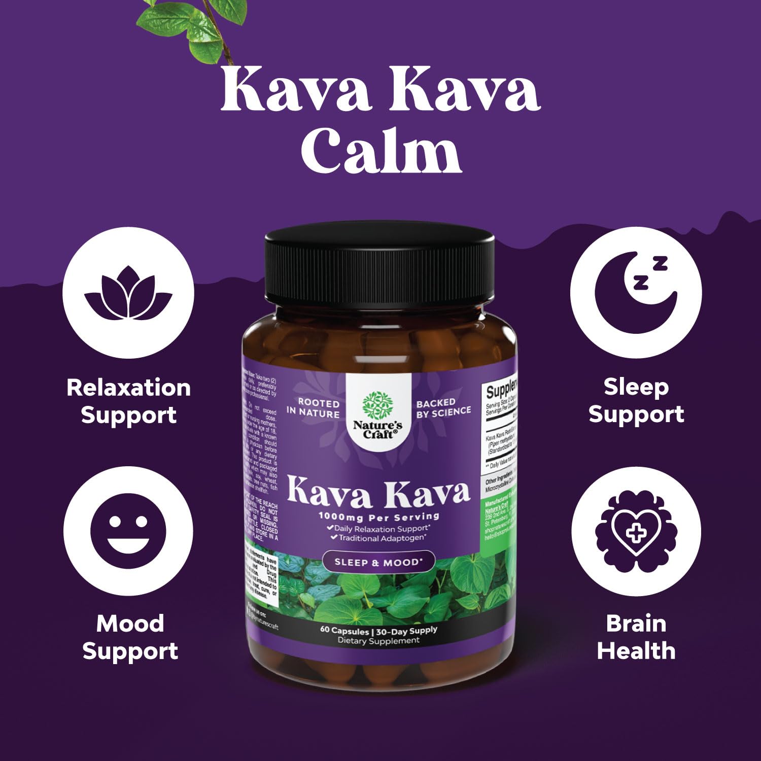 Kava Root Mood Support Supplement - 1000mg Per Serving Kava Kava Capsules Fast Acting Mood And ...