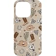Amazon.com: iPhone 14 Pro Cowboy Hat & Boot & Disco Ball Pattern Brown ...