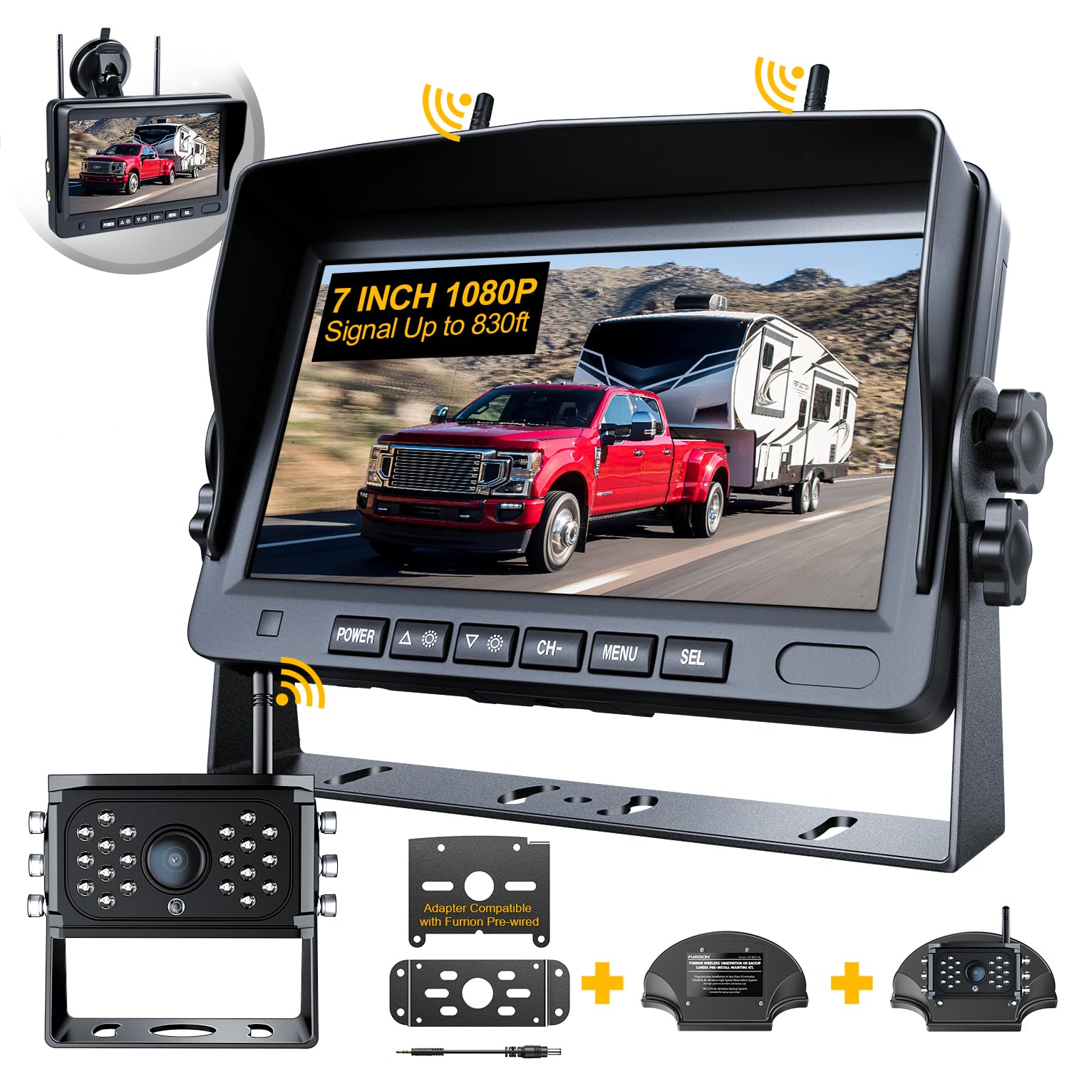 Mua RV Backup Camera Wireless HD 1080P, 7 Inch Back up Camera 4 Channel ...