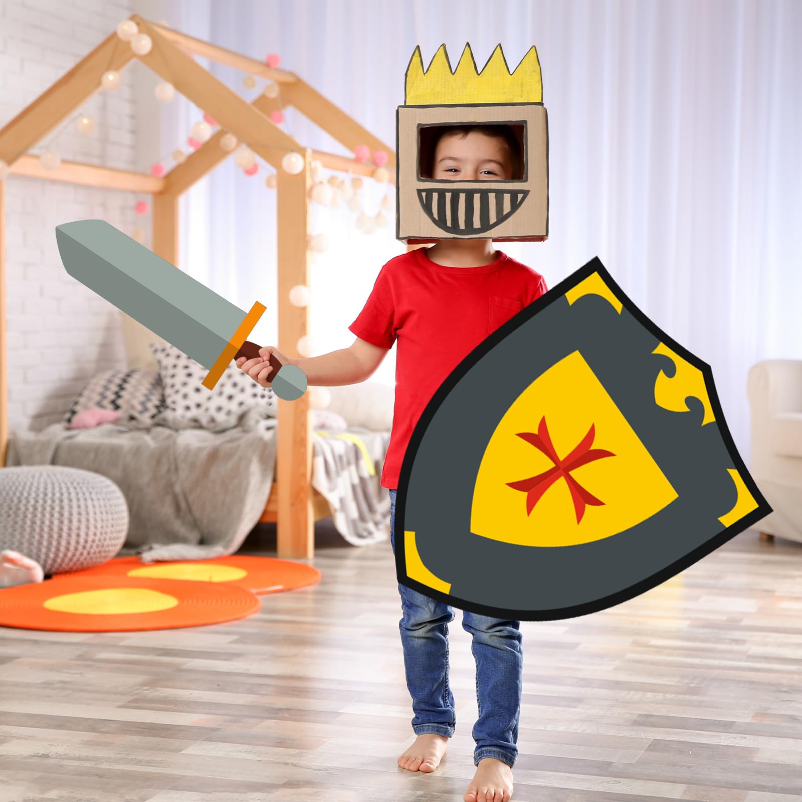 Mua Sayglossy 24 Pcs DIY Cardboard Shield Kit and Swords for Kids 17 x ...