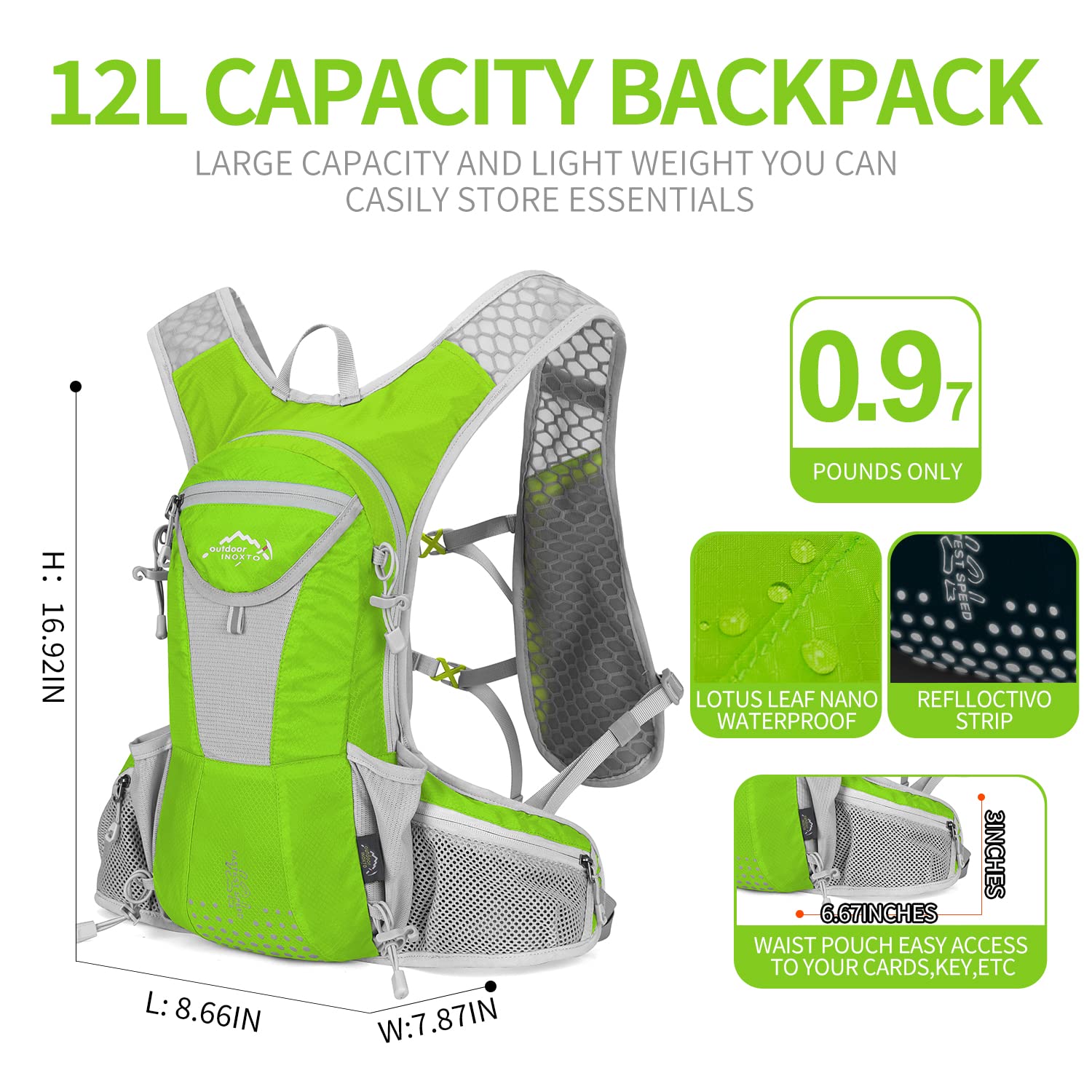 Mua IX INOXTO Hydration Pack Backpack, Lightweight Water Backpack with ...