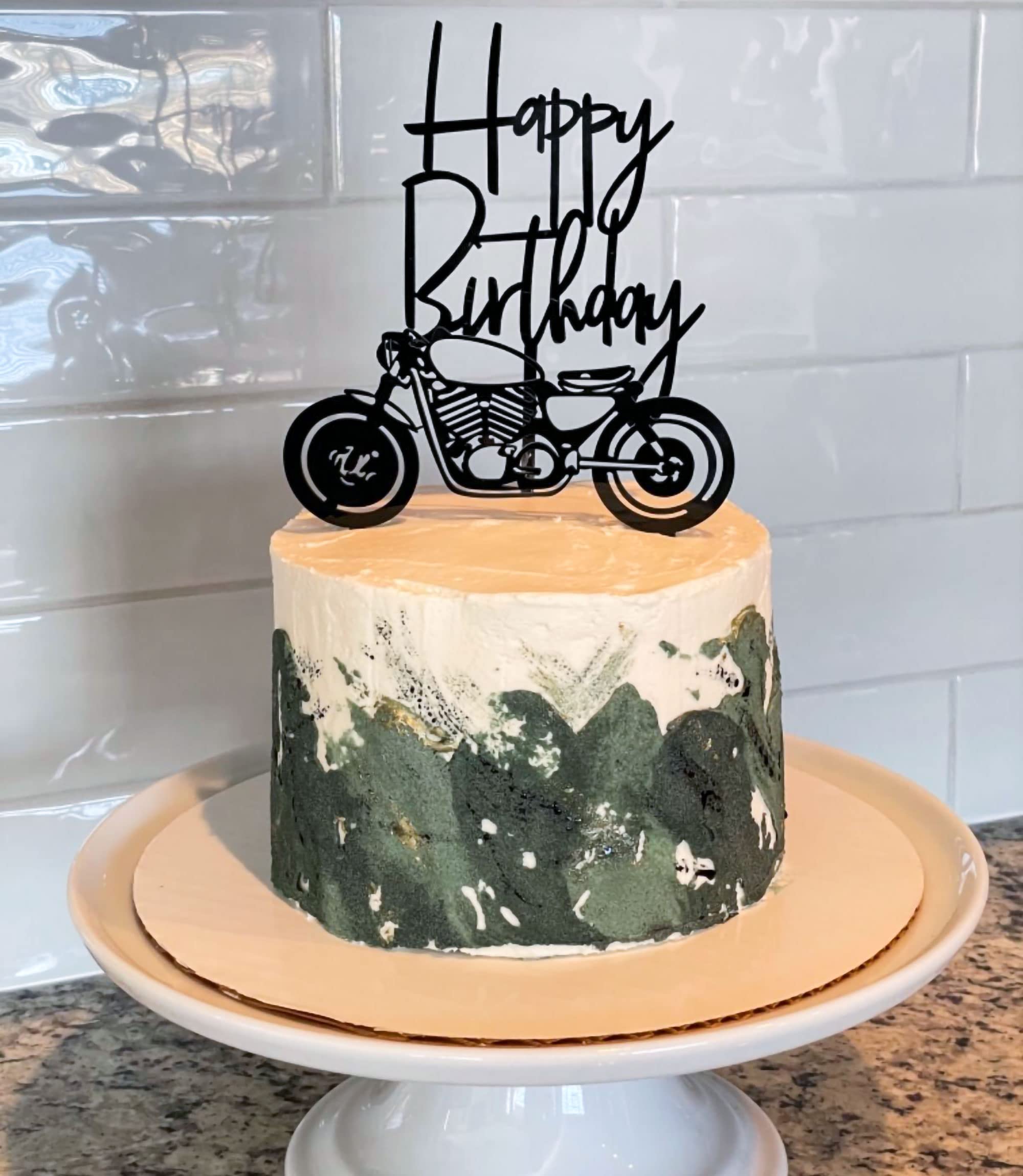 Mua JeVenis 2 PCS Black Motorcycle Cake Topper Scooter Happy Birthday ...