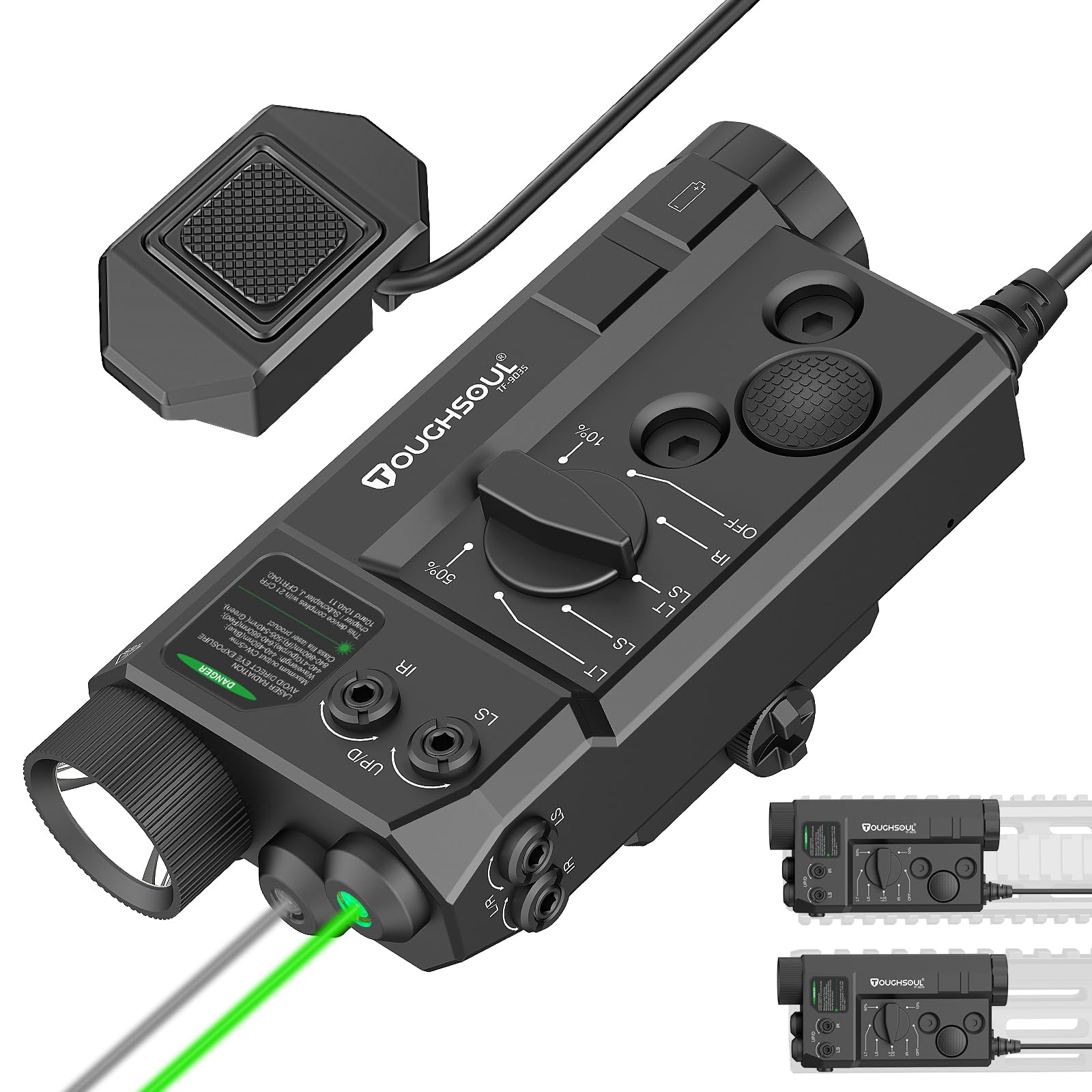 Mlok and Picatinny Mounted Tactical Flashlight Green Laser Infrared(IR ...