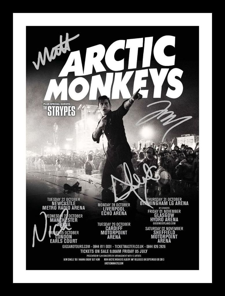 Arctic Monkeys Autographed Signed And Framed A4 21cm x 29.7cm Poster ...