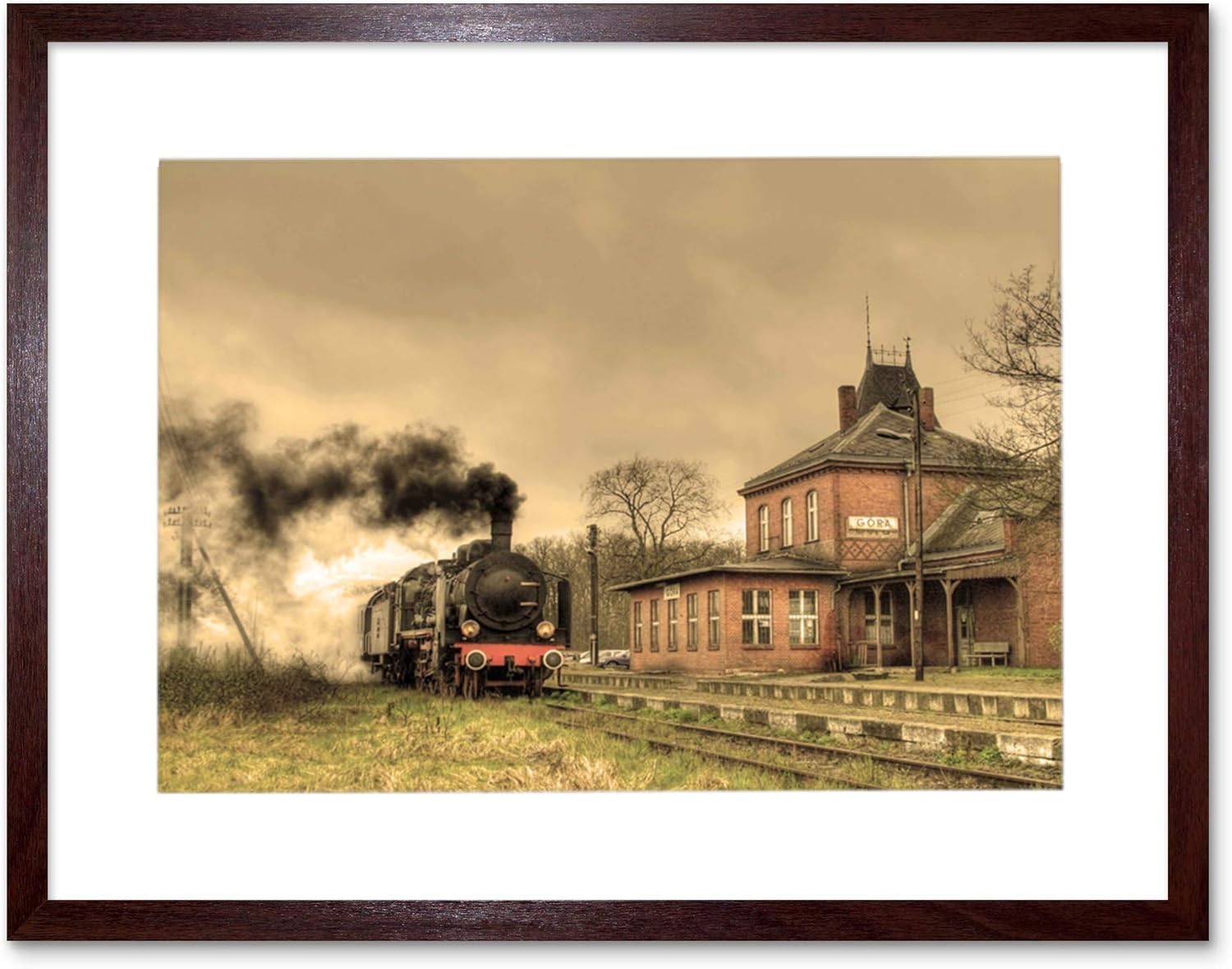 Amazon.com: Old STEAM Train Locomotive Engine Photo Art Frame Print ...