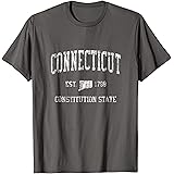 Amazon.com: Connecticut T-Shirt Vintage Sports Design Retro CT Tee ...