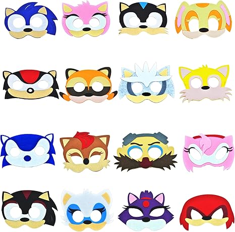 16pcs Sonic mask kids birthday party supplies. Sonic the Hedgehog game ...