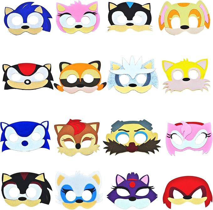 16pcs Sonic mask kids birthday party supplies. Sonic the Hedgehog game ...