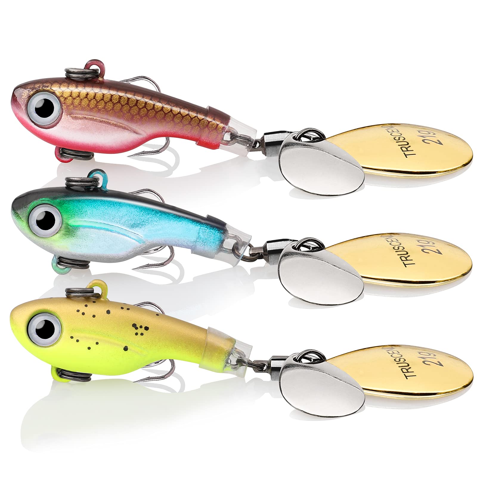 TRUSCEND Tail Spinner Fishing Lures, 3" 0.75oz Fishing Spoons with ...