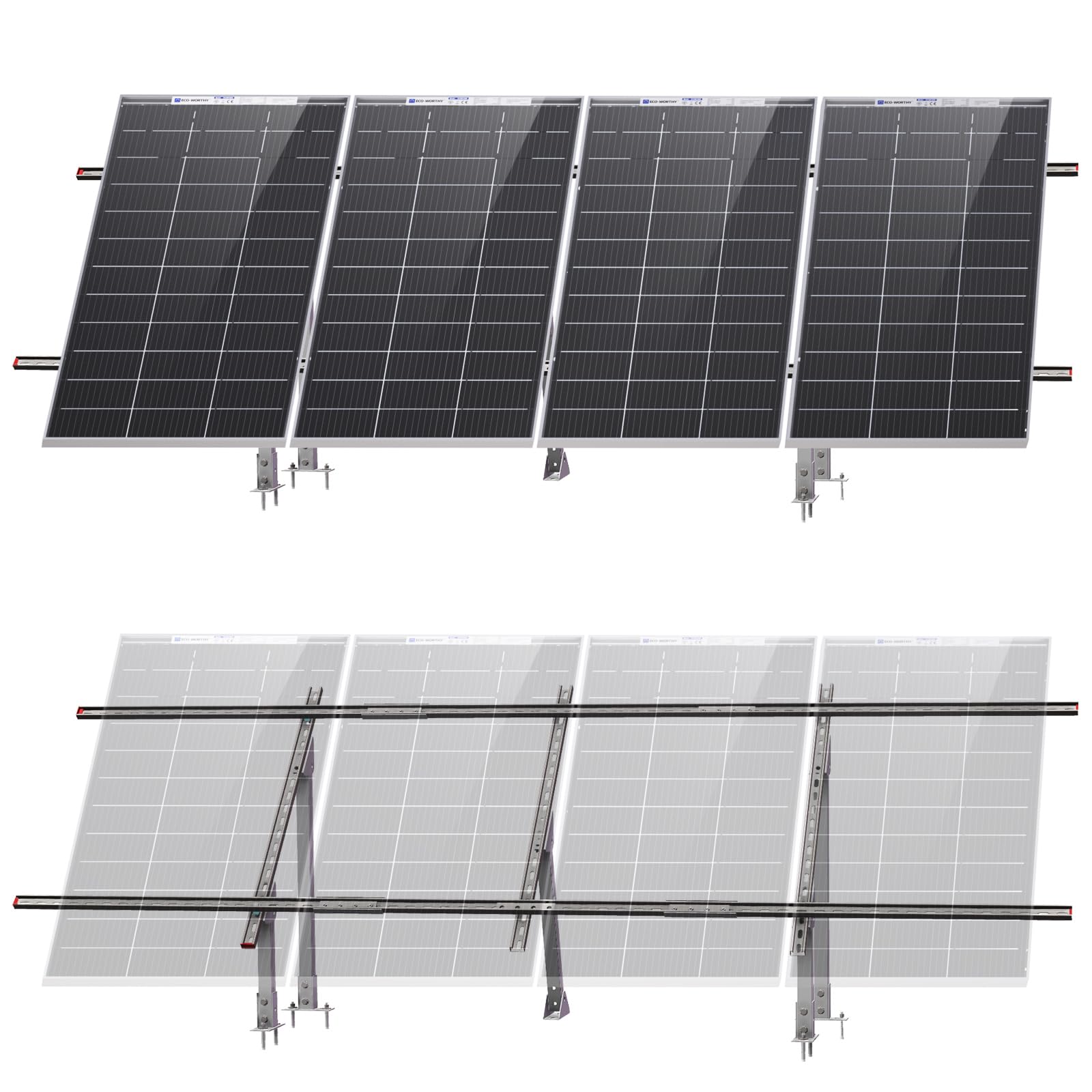 ECO-WORTHY Adjustable Multi-Pieces Solar Panel Mounting Brackets Kit ...