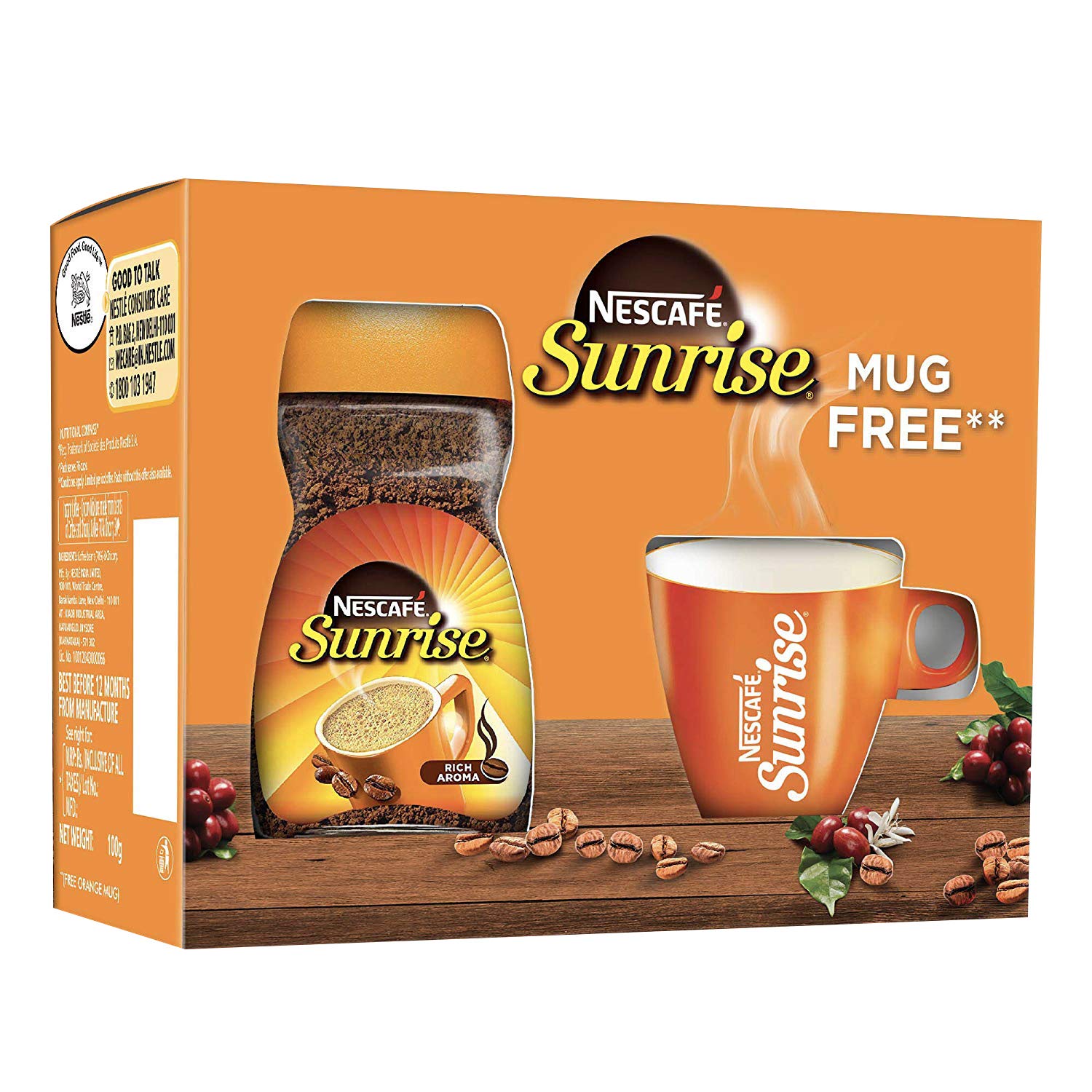 NESCAFÉ Sunrise Instant Coffee - Chicory Mixture, 100g Glass Jar with ...