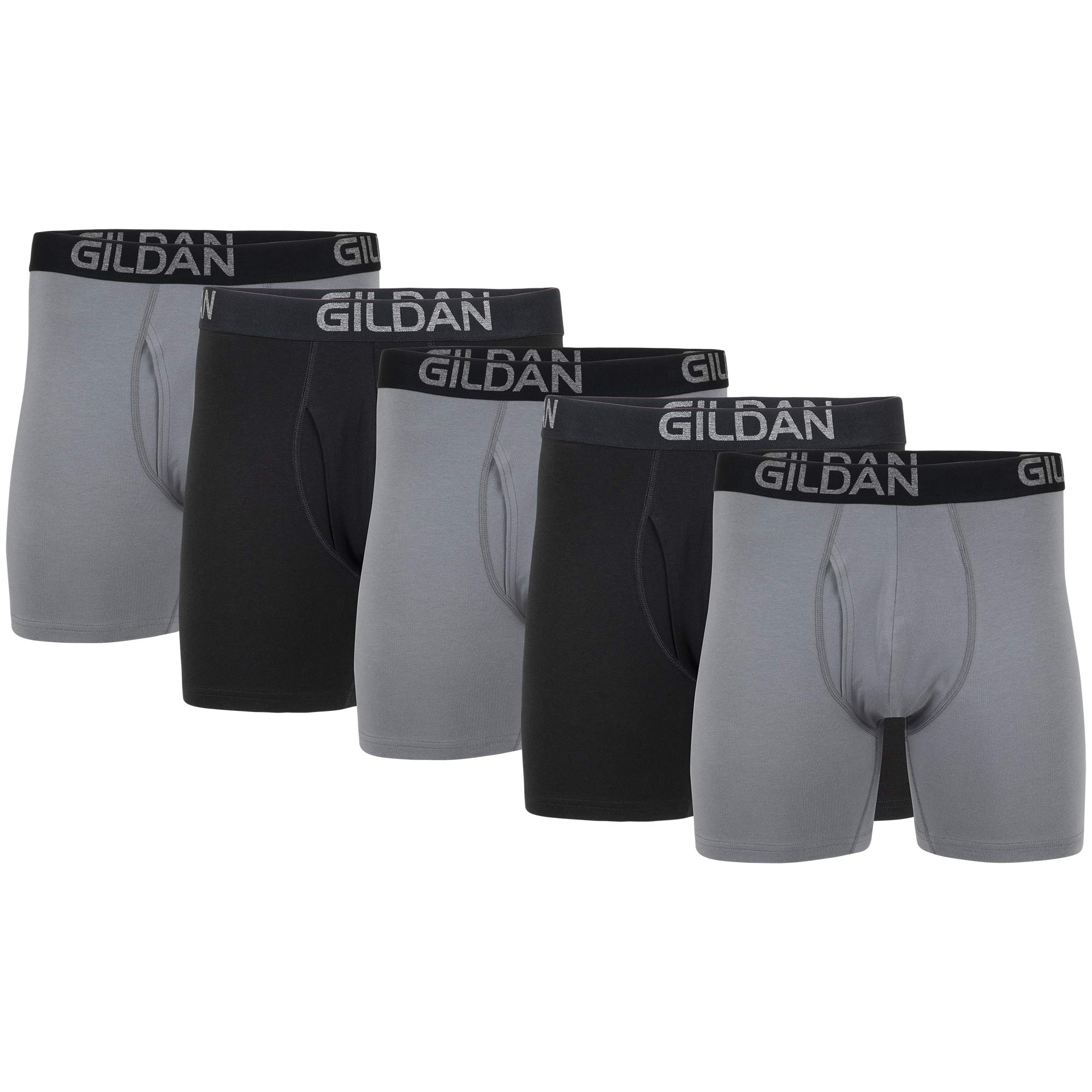 Gildan Men's Underwear Cotton Stretch Boxer Briefs, Multipack, Grey ...