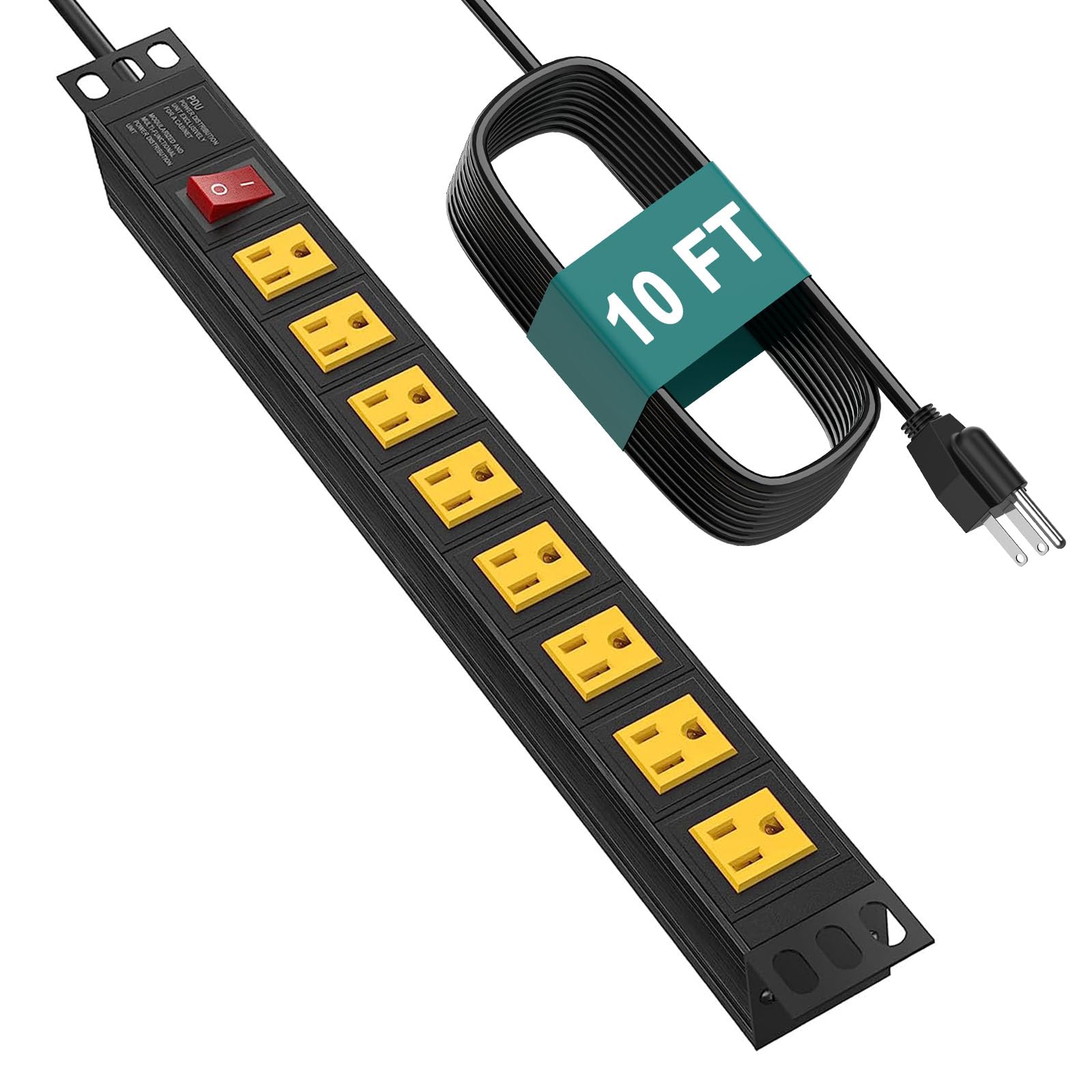 Mua QBA Rack Mount Power Strip 8 Outlet, Wide Spaced Power Strip Surge ...