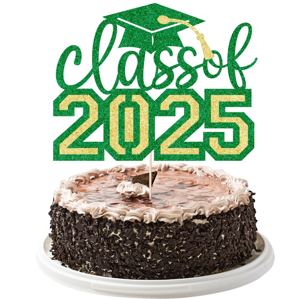 YUINYO Glitter Class of 2025 Cake Topper, Congrats Grad 2025/Congrats ...
