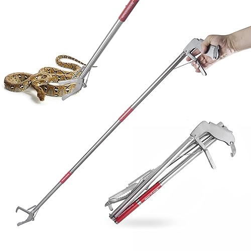 50" Snake Grabber Tool,Collapsible 3 Sections Snake Stick,Folded 17 ...