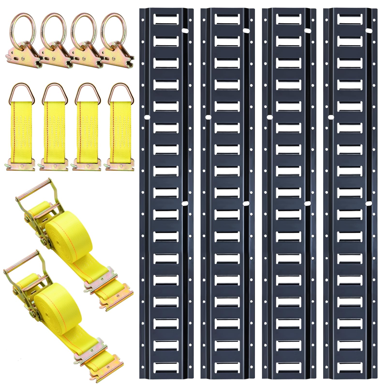 Trekassy 8ft E Track Rail Tie-Down Kit - 4 Pack 8' Etrack Rails & 10 ...
