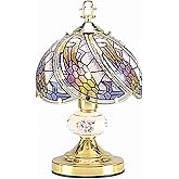 OK Lighting OK-609WG 14.25-Inch Touch Lamp with White Glass Floral ...