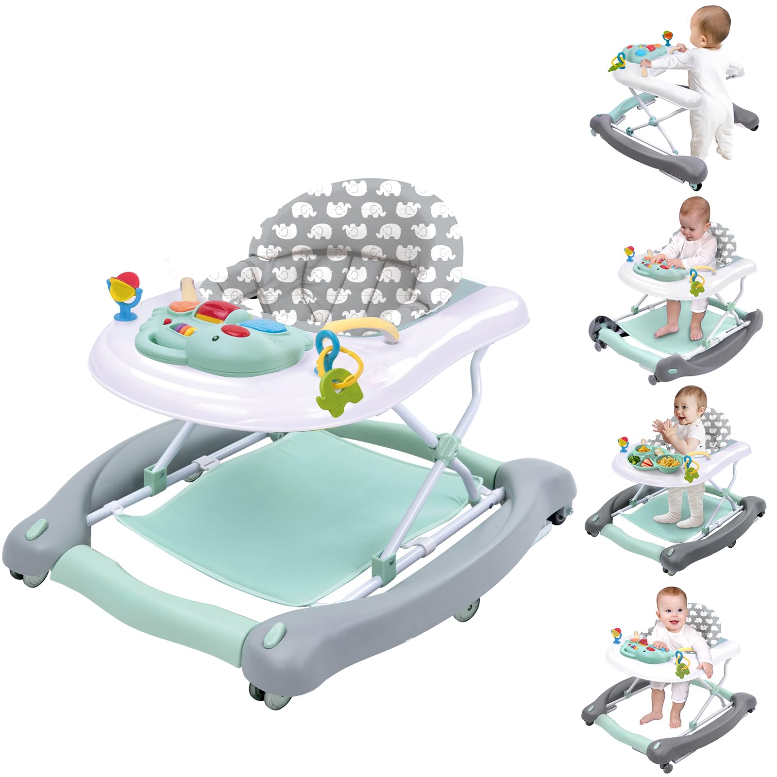 5 in 1 Foldable Baby Walker, Activity Baby Walker-Baby Bouncer, Rocker ...