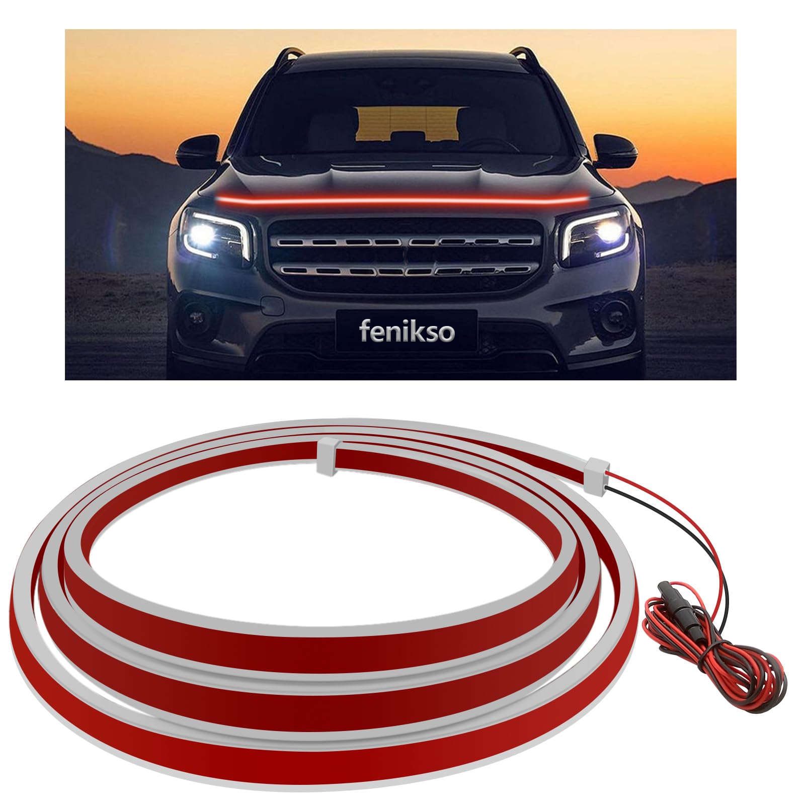 Fenikso LED Hood Light Strip, 59Inch Car Dynamic Scan Start Up Hood ...