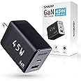 Amazon.com: Sharp USB C Charger, 45W, 2 Port (USB A+C) Compact Foldable ...