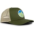 Tuck Life Sky Trees Trucker Hat - Khaki Green - Snapback Closure at ...