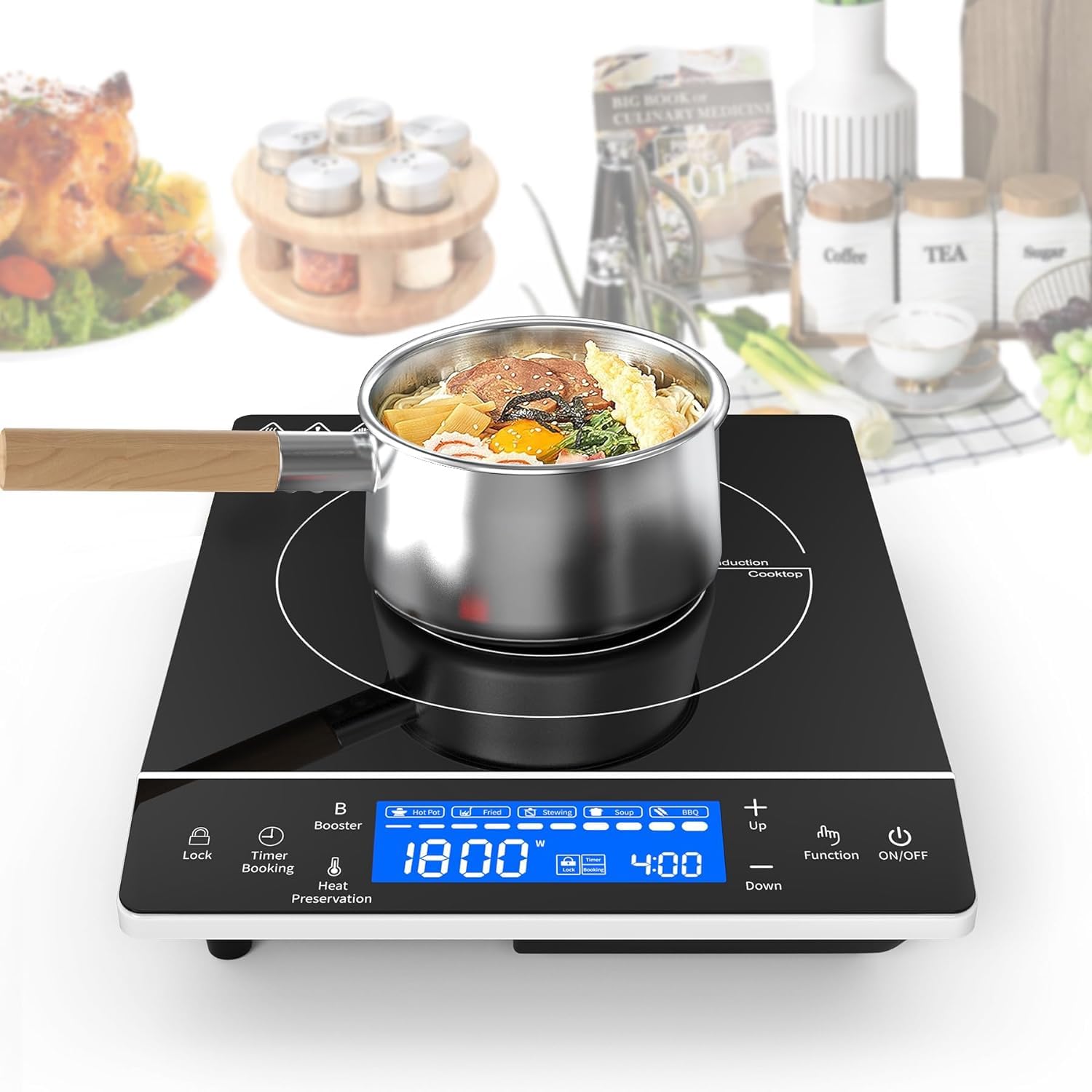 VBGK Induction Cooktop,1800W Single Burner Induction Cooktop,Induction ...