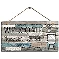 Amazon.com: Printed Wood Plaque Sign Wall Hanging Welcome Sign Please ...