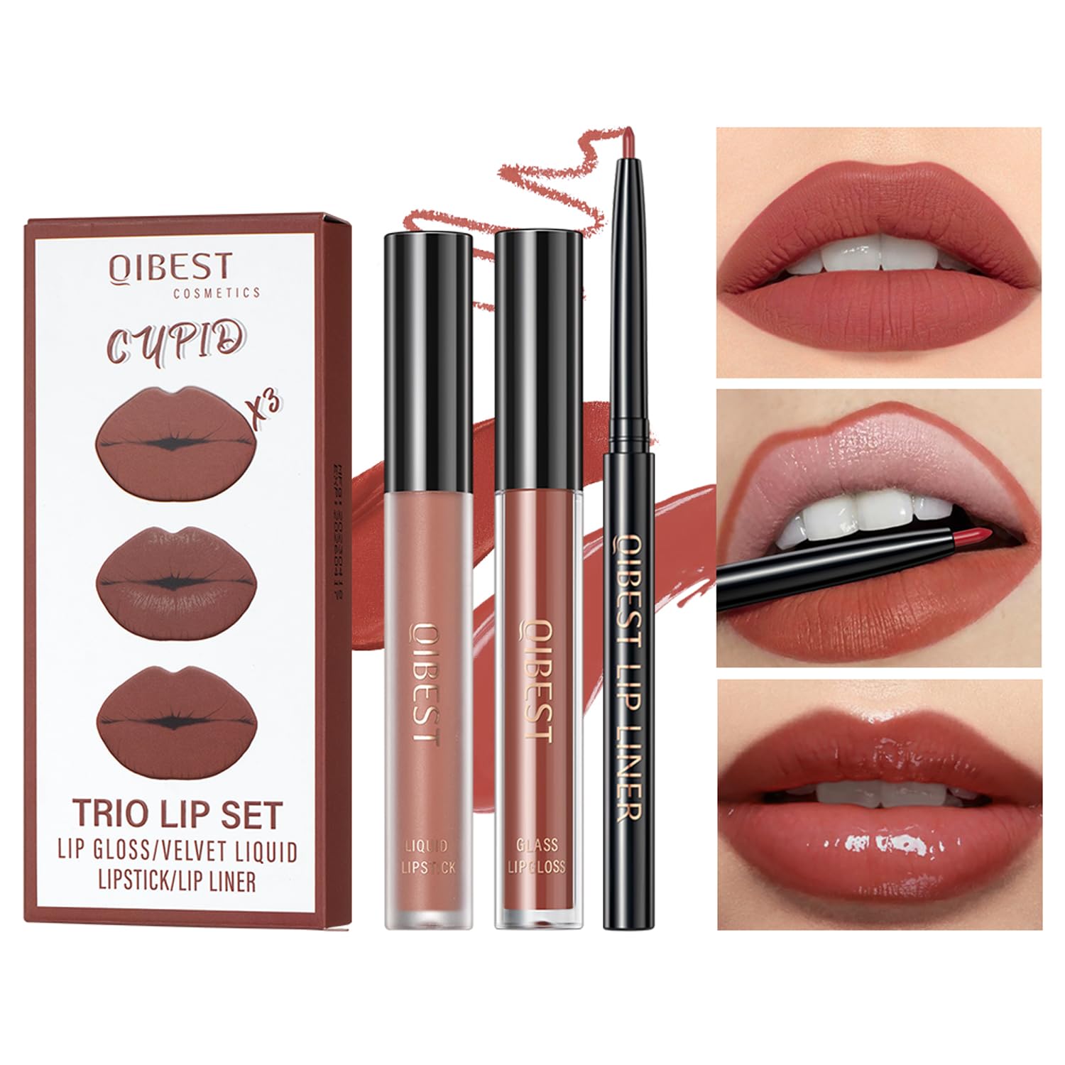 YU KUI LX 3 In 1 Liquid Lipstick Makeup Set, 3pcs Moisturizing Lip ...