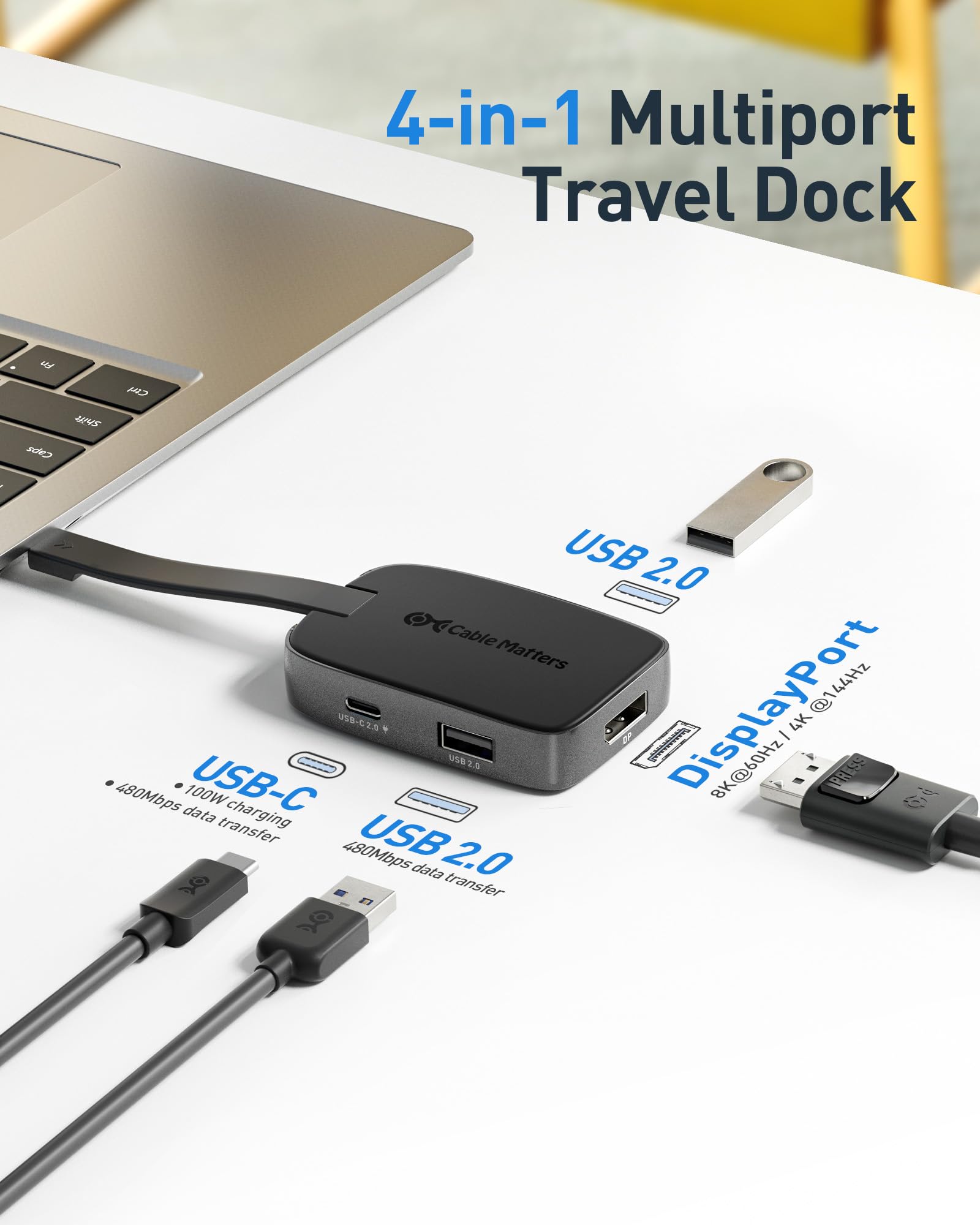 Mua Cable Matters 4K@240Hz USB C Hub DisplayPort 1.4 with 100W Charging ...