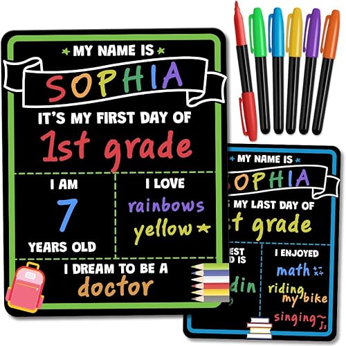First and Last Day of School Board Sign with Liquid Chalk Markers Pack ...