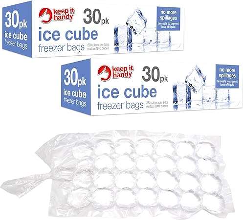 60pk Ice Cube Freezer Bags | Can Make 1,600 Ice Cubes | Odour Free ...