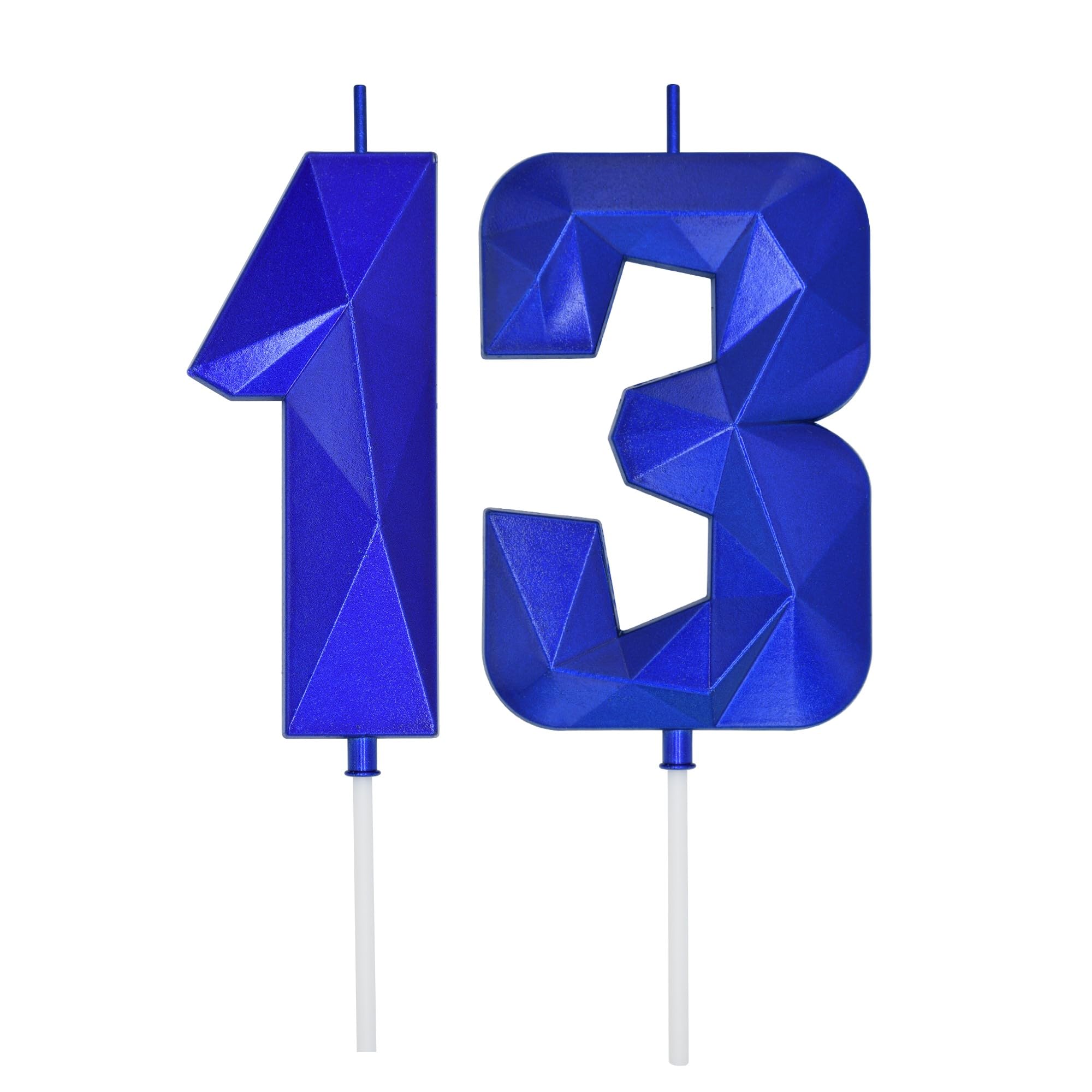 DERVENTA Birthday Candles Big Numbers 3D Blue 3.7 inch Party Cake ...