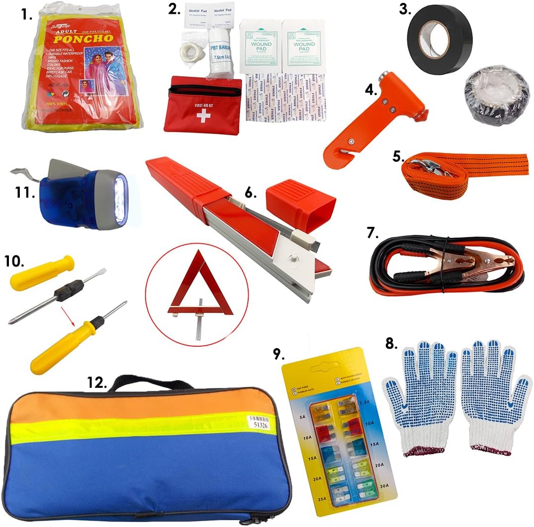 JJOnlineStore KFZ-Notfallset, für Fahrzeugreparatur/Reise, Werkzeug ...