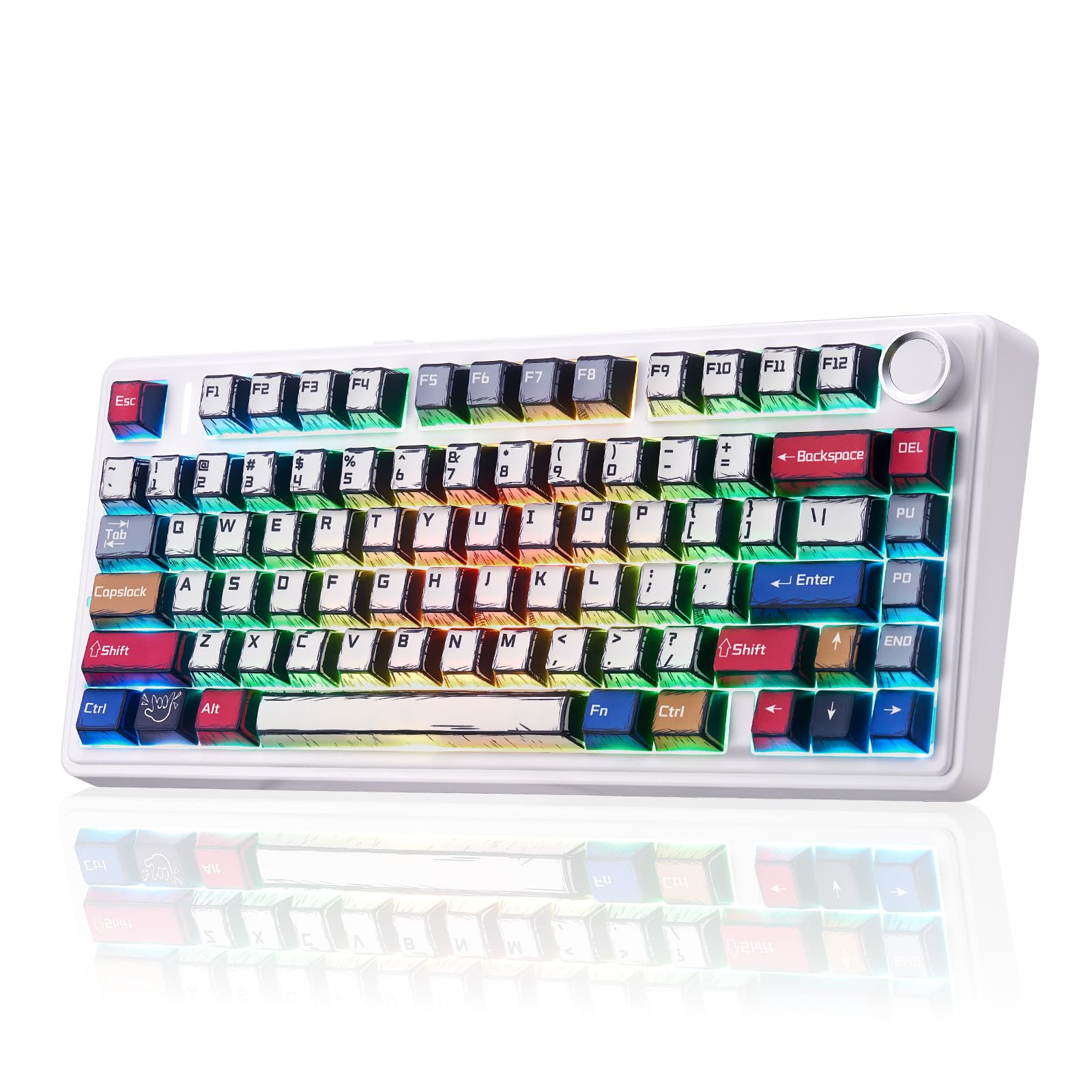 x Aula F75 Mechanical Keyboard, Wireless RGB Backlit Gaming Keyboard w ...