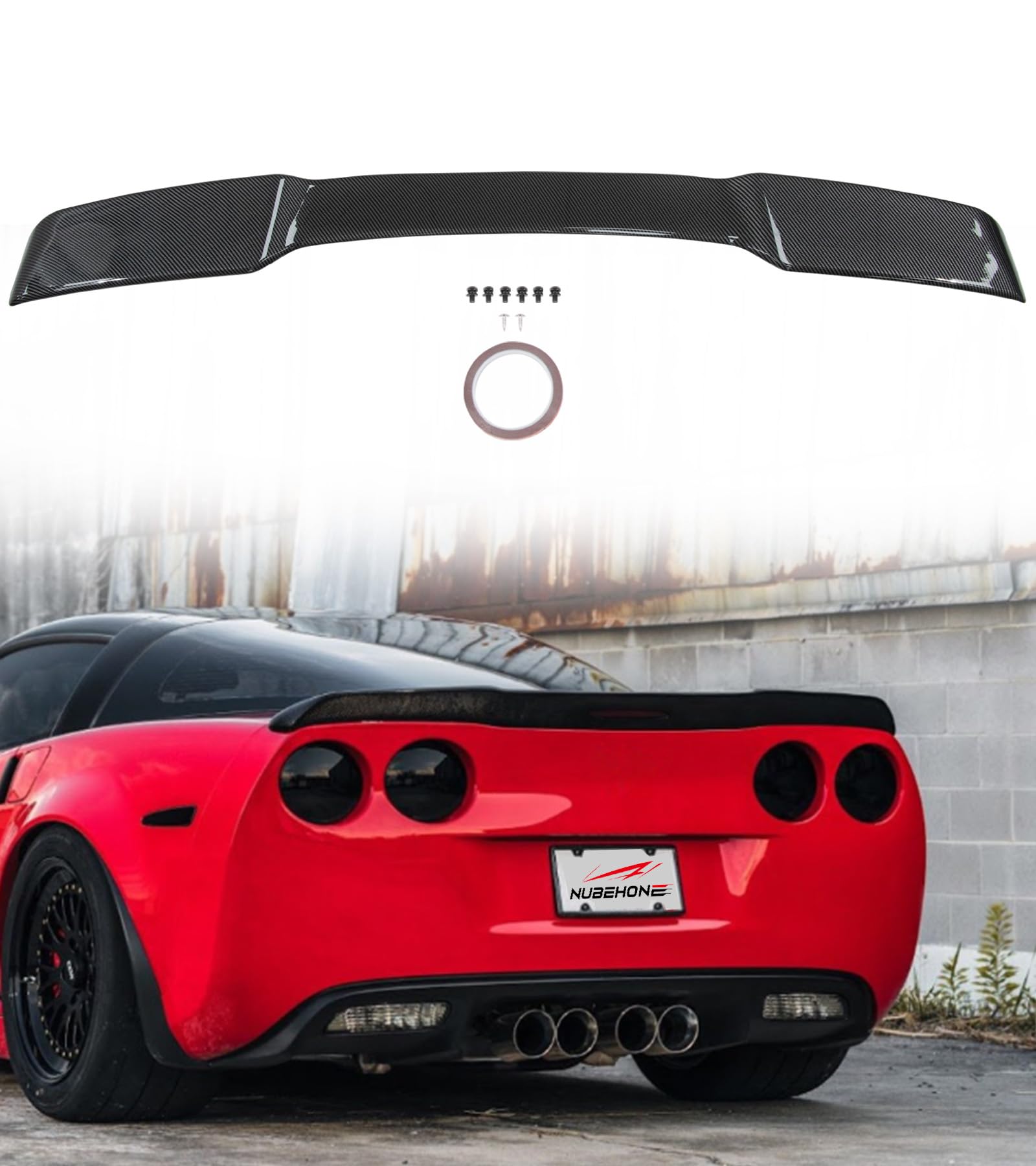 NUBEHONE C6 Extended Carbon Fiber Painted Rear Trunk Lid Wing Spoiler ...