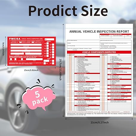 Mua Annual Vehicle Inspection Report Forms 5 Pack with Red FMCSA Labels ...