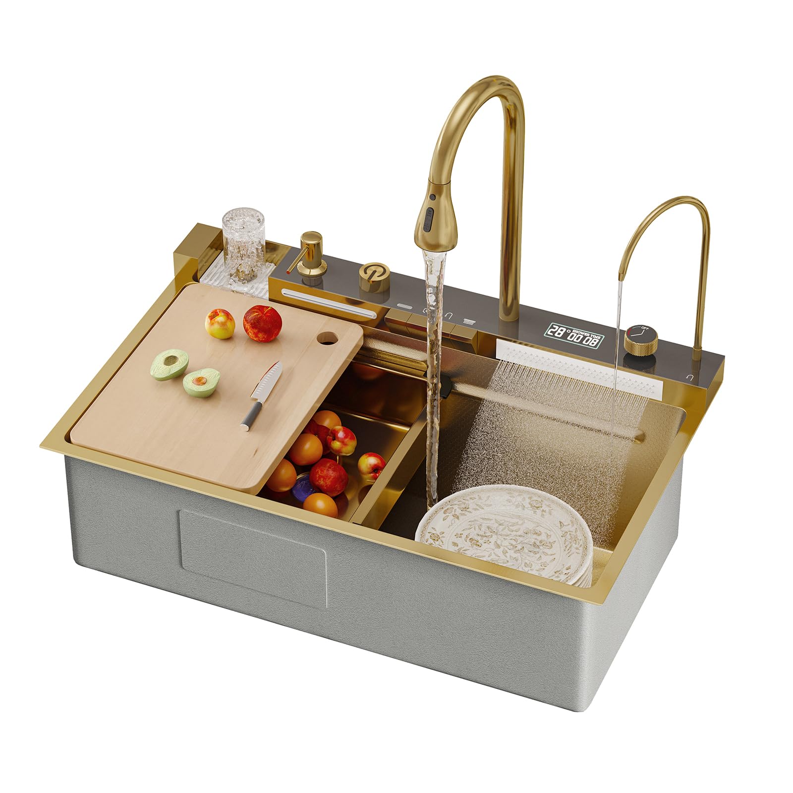 COGITIL 29-Inch Smart Kitchen Sink, Multifunction Sink Stainless Steel ...