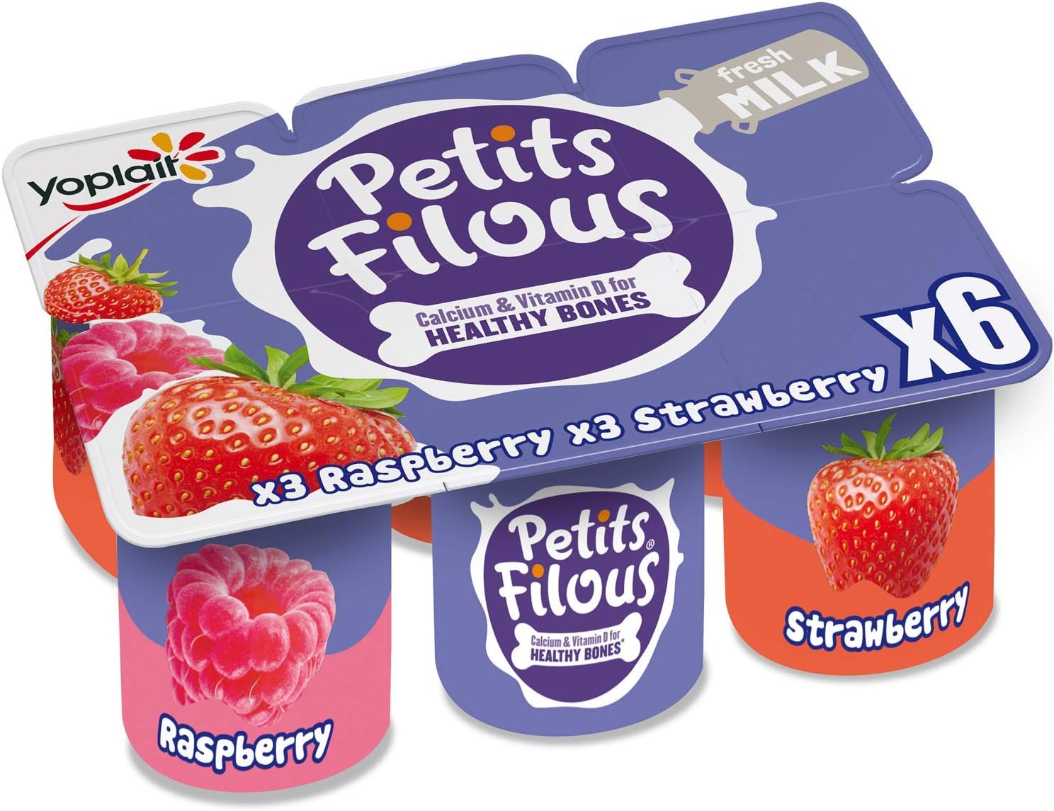 Petits Filous Raspberry & Strawberry Fromage Frais, 6 x 47g: Amazon.co ...