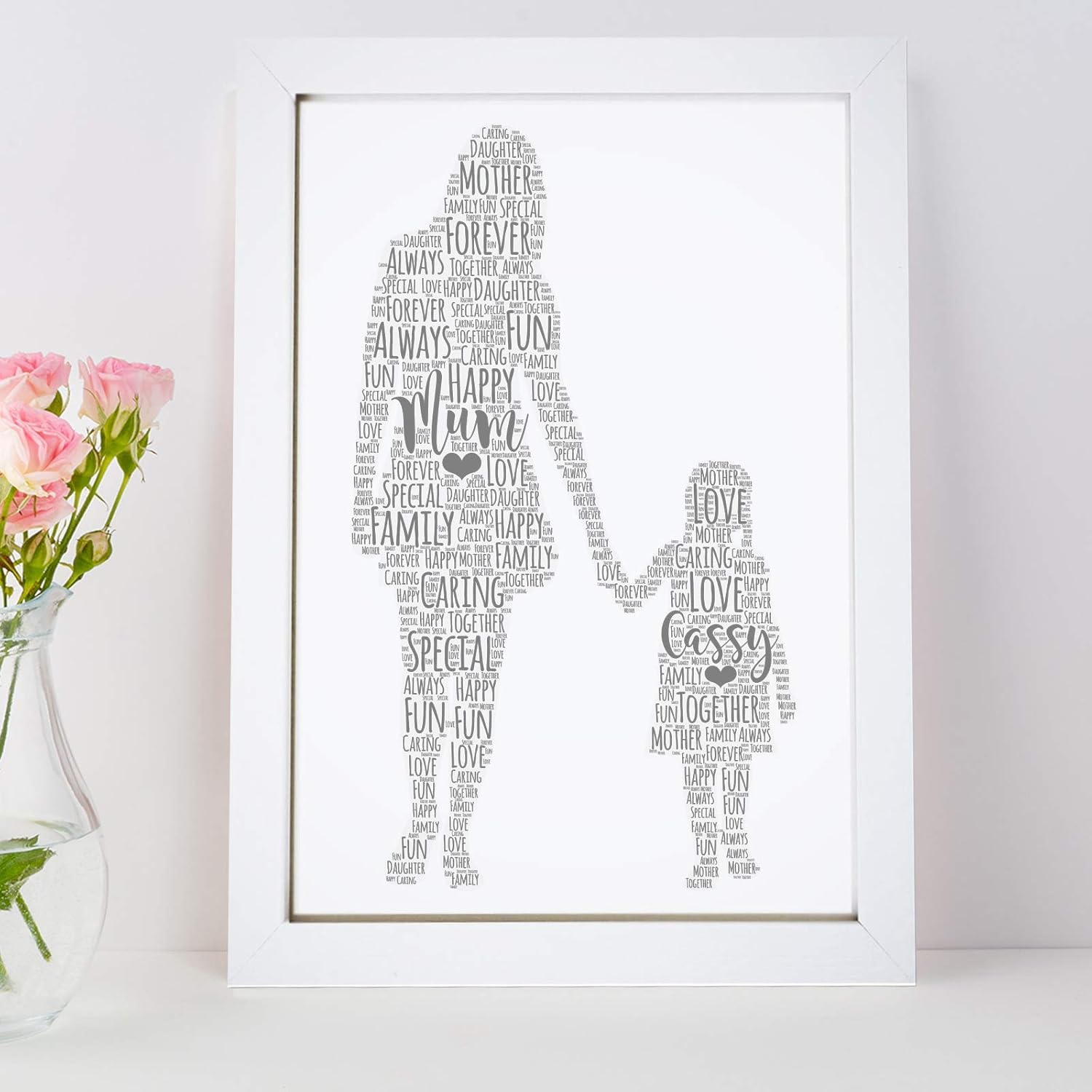 Personalised Mother Daughter Word Art Print - A5, A4 Prints & Framed ...