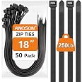 Amazon.com: Large Zip Ties 18 inch (50 Pack), Long Zip Ties Heavy Duty ...